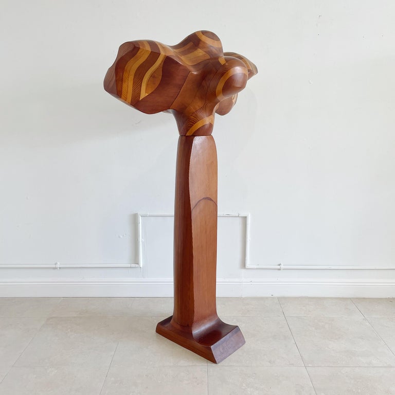 Vintage Abstract Stacked Wood Sculpture by Leonard E. Cave 'October 22 ...