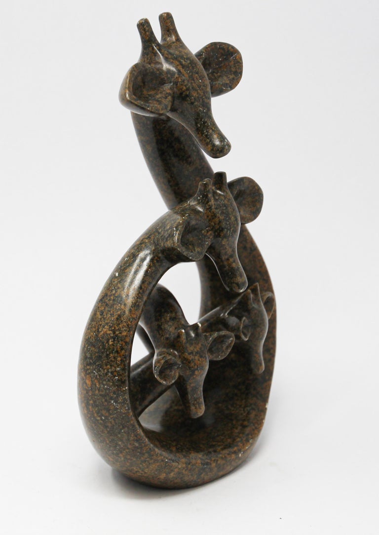 Vintage Abstract Stone Sculpture of African Giraffes at 1stDibs