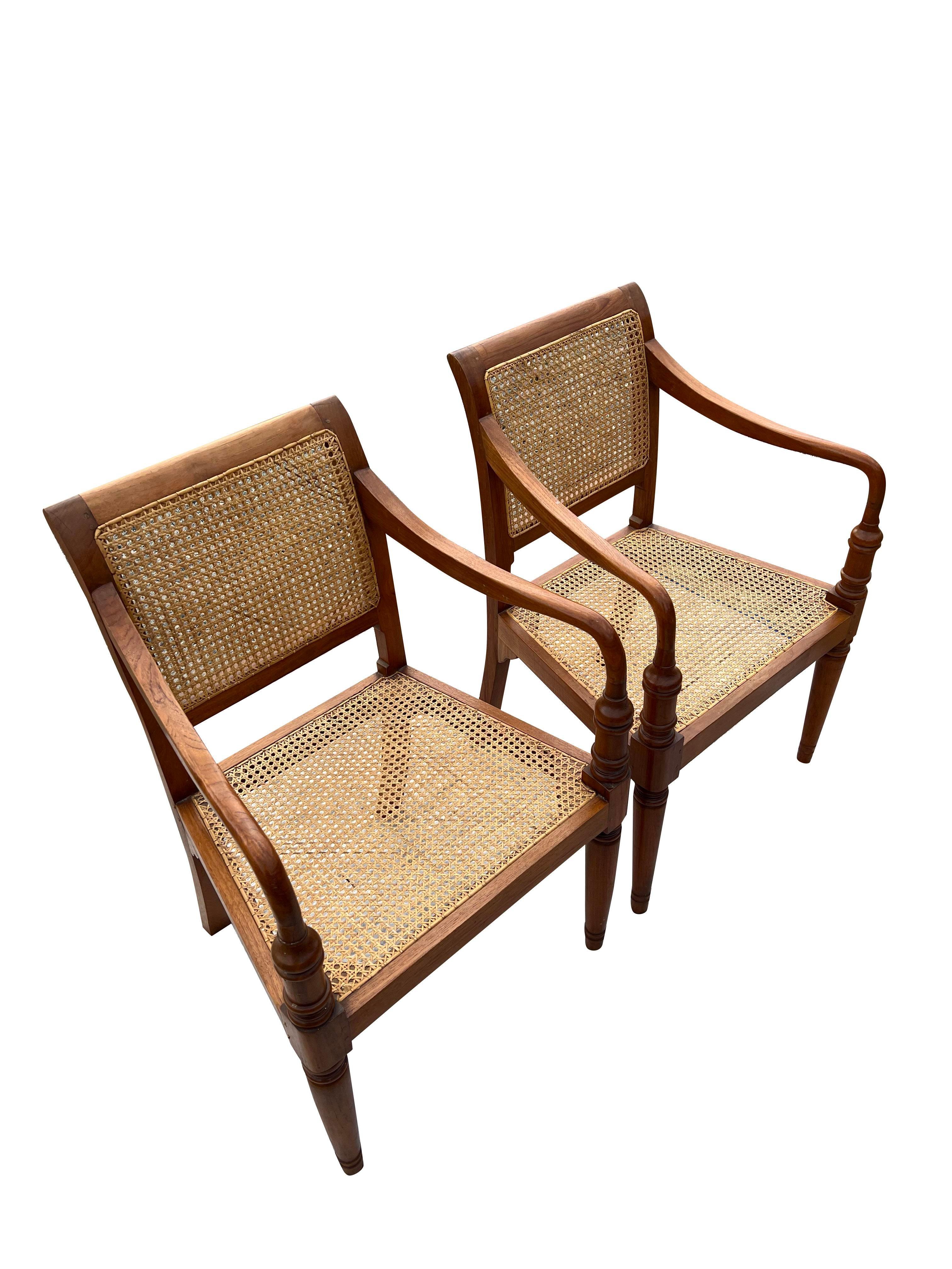 Vintage Accent Side Arm Chairs in Cane and Wood. Traditional Style ...