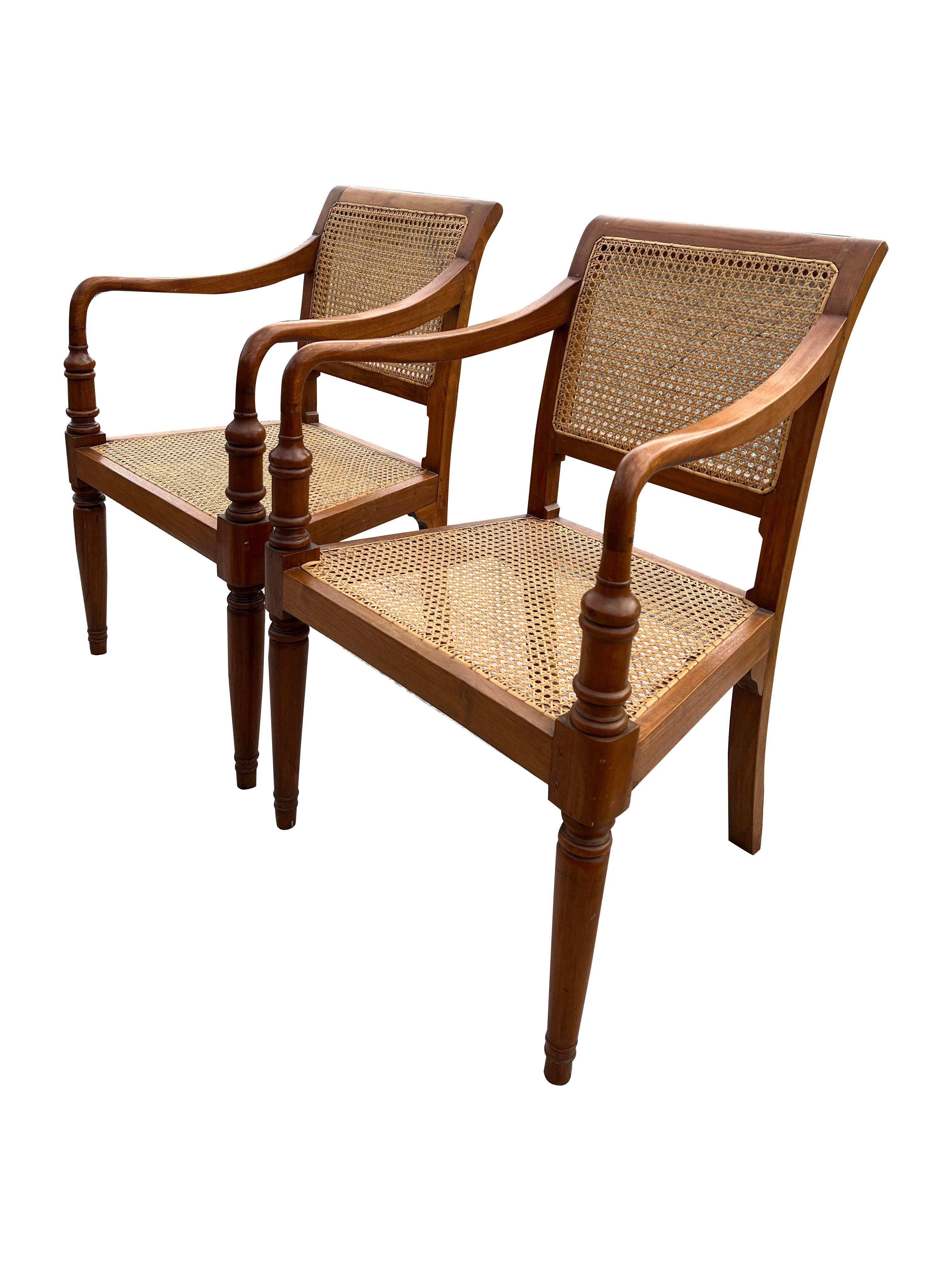Vintage Accent Side Arm Chairs in Cane and Wood. Traditional Style ...