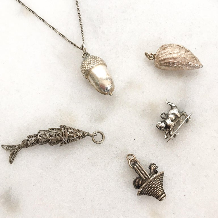 Vintage Silver Acorn Good Luck Charm Pendant at 1stDibs