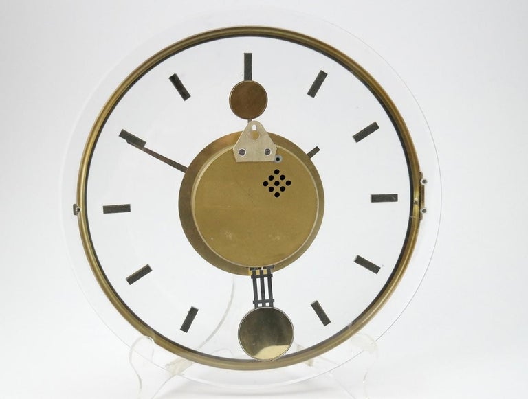 Vintage Acrylic and Brass Wall Clock, 1960s at 1stDibs