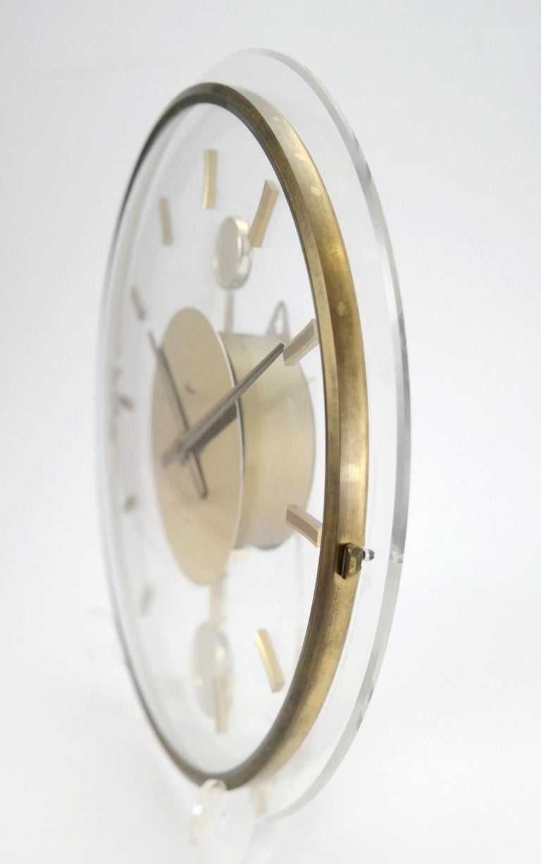 Vintage Acrylic and Brass Wall Clock, 1960s at 1stDibs