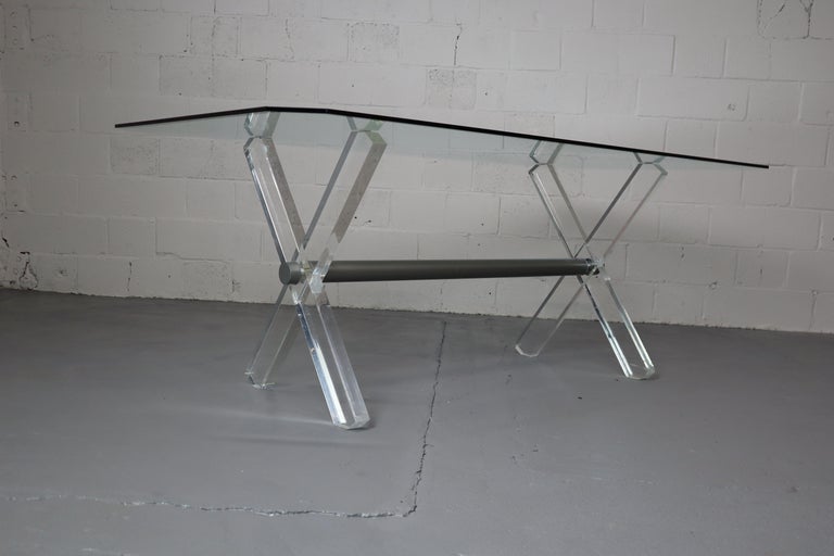 Vintage Acrylic and Glass Dining Table For Sale at 1stDibs