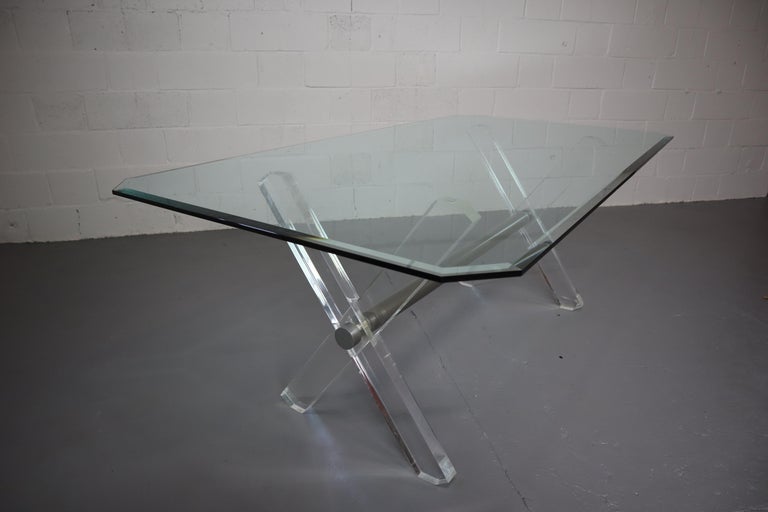 Vintage Acrylic and Glass Dining Table For Sale at 1stDibs