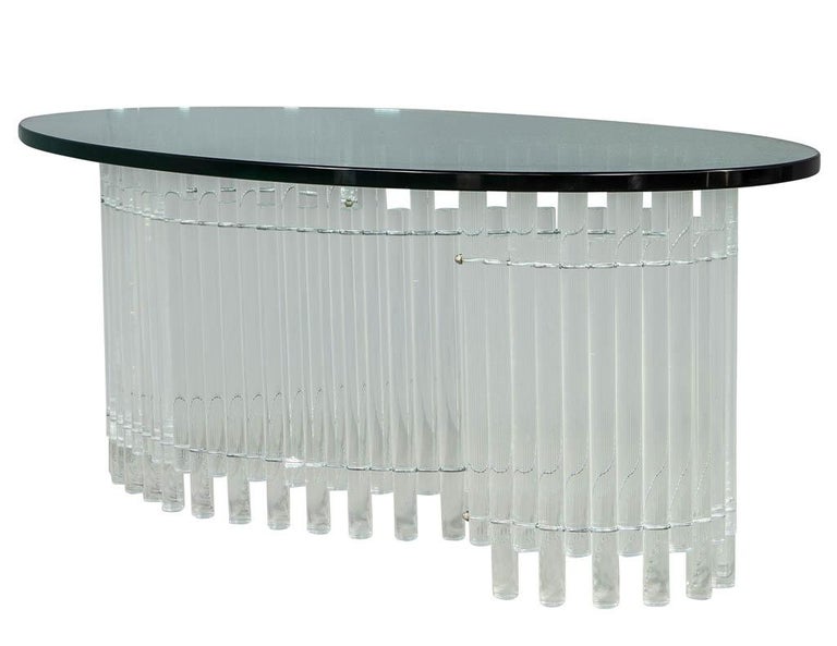 Vintage Acrylic Tambour Style Oval Cocktail Table at 1stDibs
