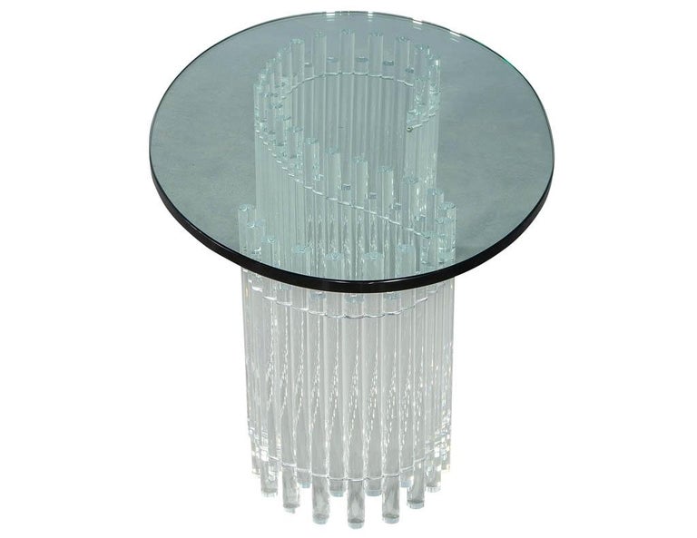 Vintage Acrylic Tambour Style Oval Cocktail Table at 1stDibs