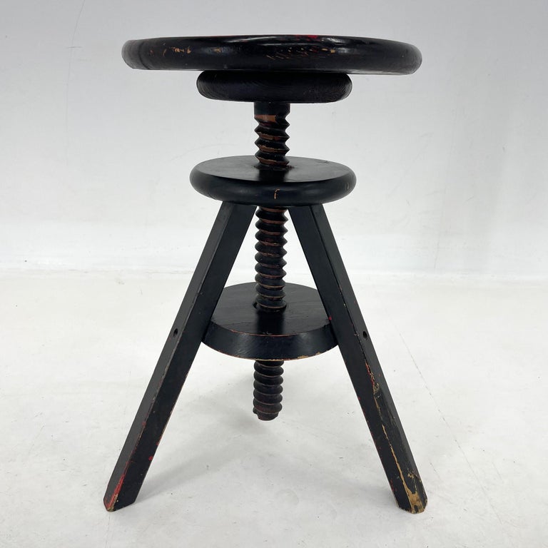 Vintage Adjustable All-Wood Piano Stool, Italy For Sale at 1stDibs