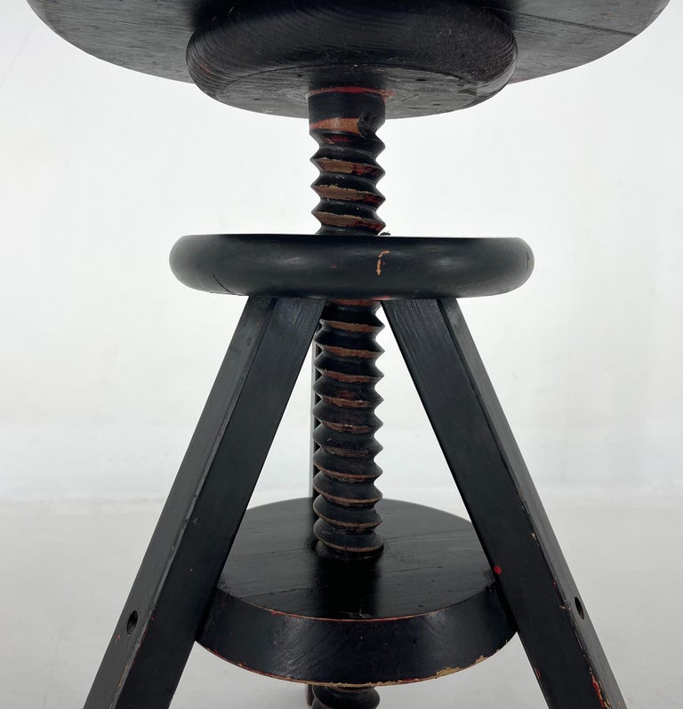 Vintage Adjustable All-Wood Piano Stool, Italy For Sale at 1stDibs