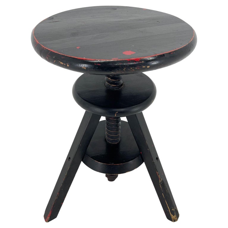 Vintage Adjustable All-Wood Piano Stool, Italy For Sale at 1stDibs