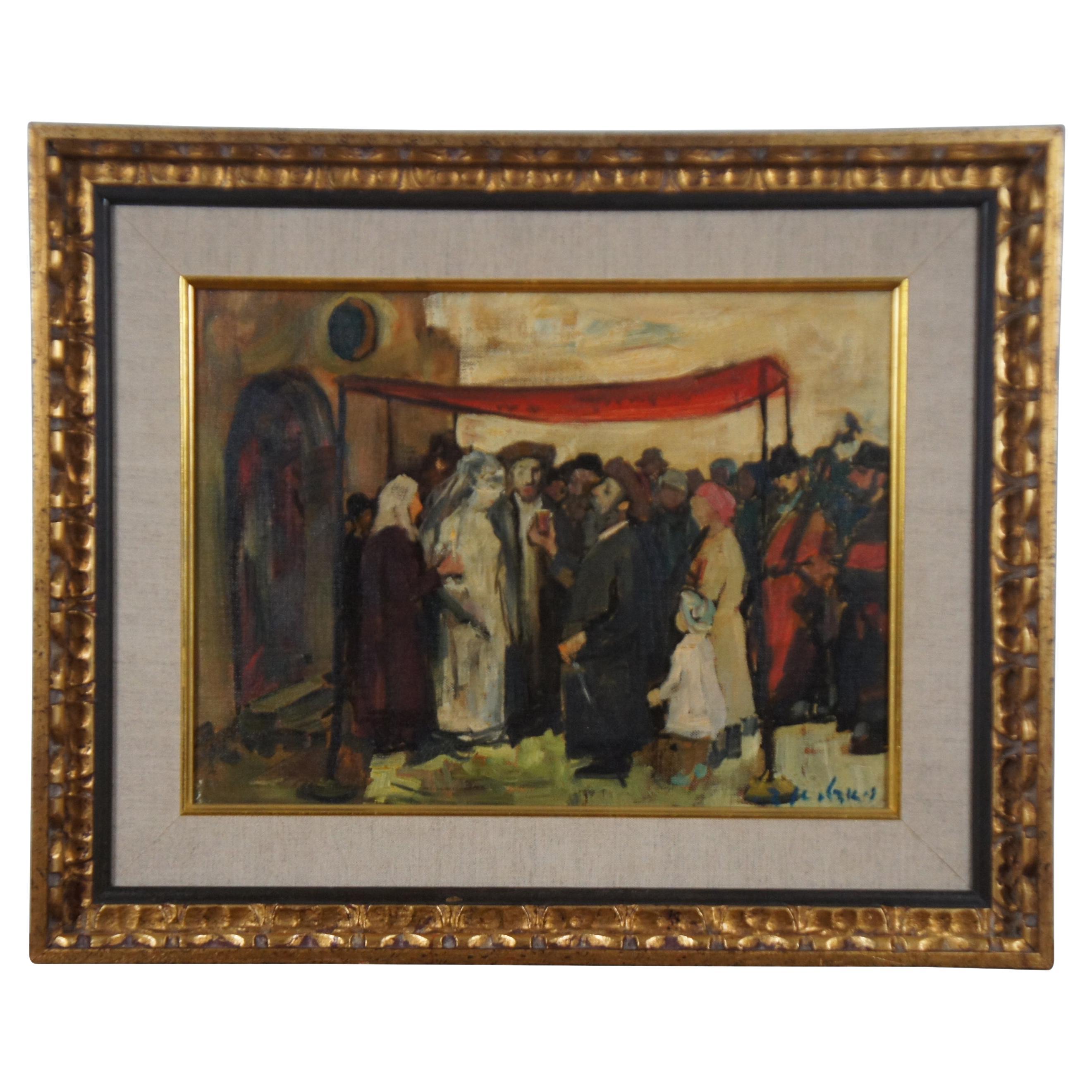 Vintage Adolf Adler Jewish Wedding Oil on Canvas Chuppah Judaica Art at ...