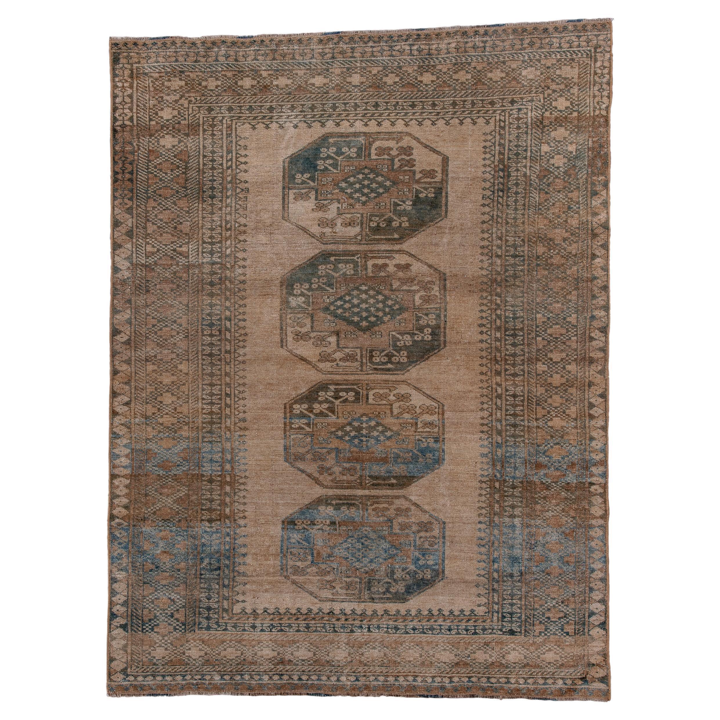 Vintage Afghan Ersari with Tan and Brown Colors For Sale at 1stDibs