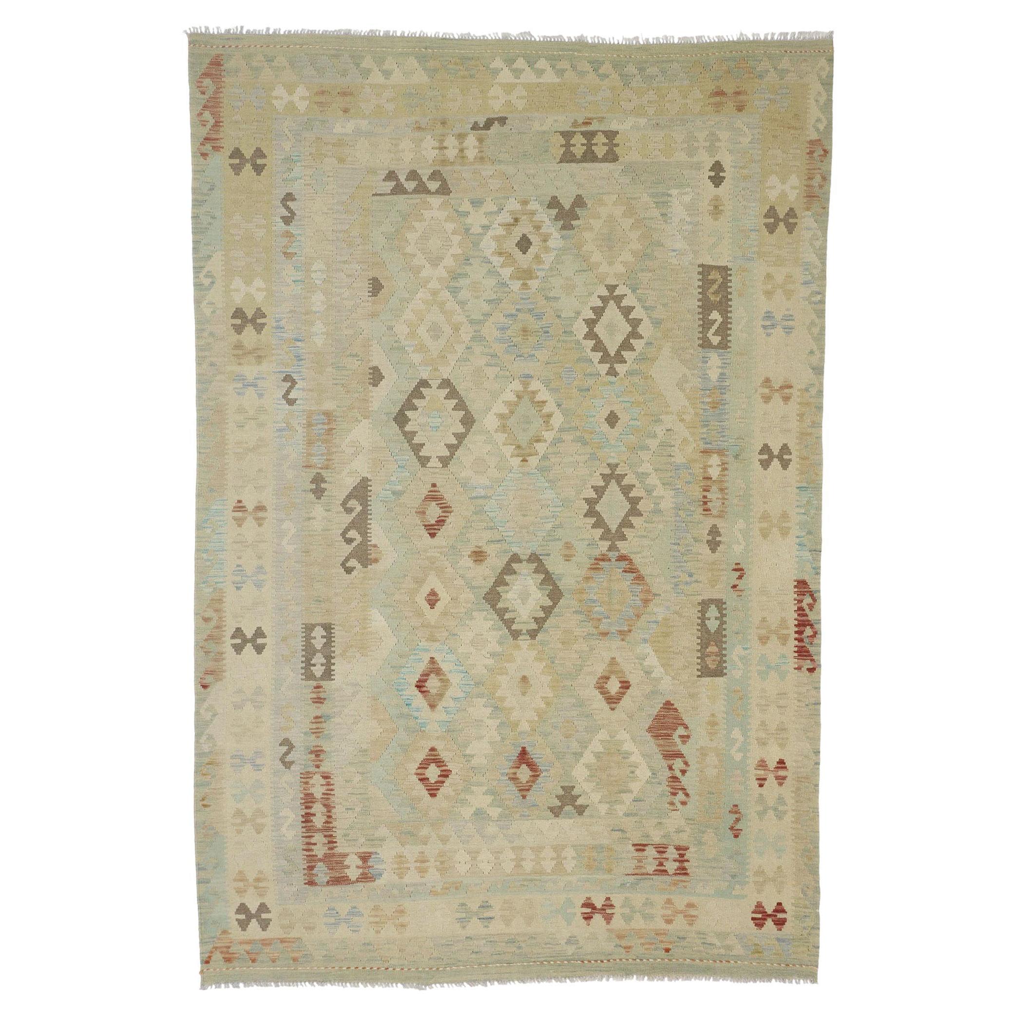 Vintage Afghani Shirvan Kilim Rug with Pacific Northwest Tribal Style ...