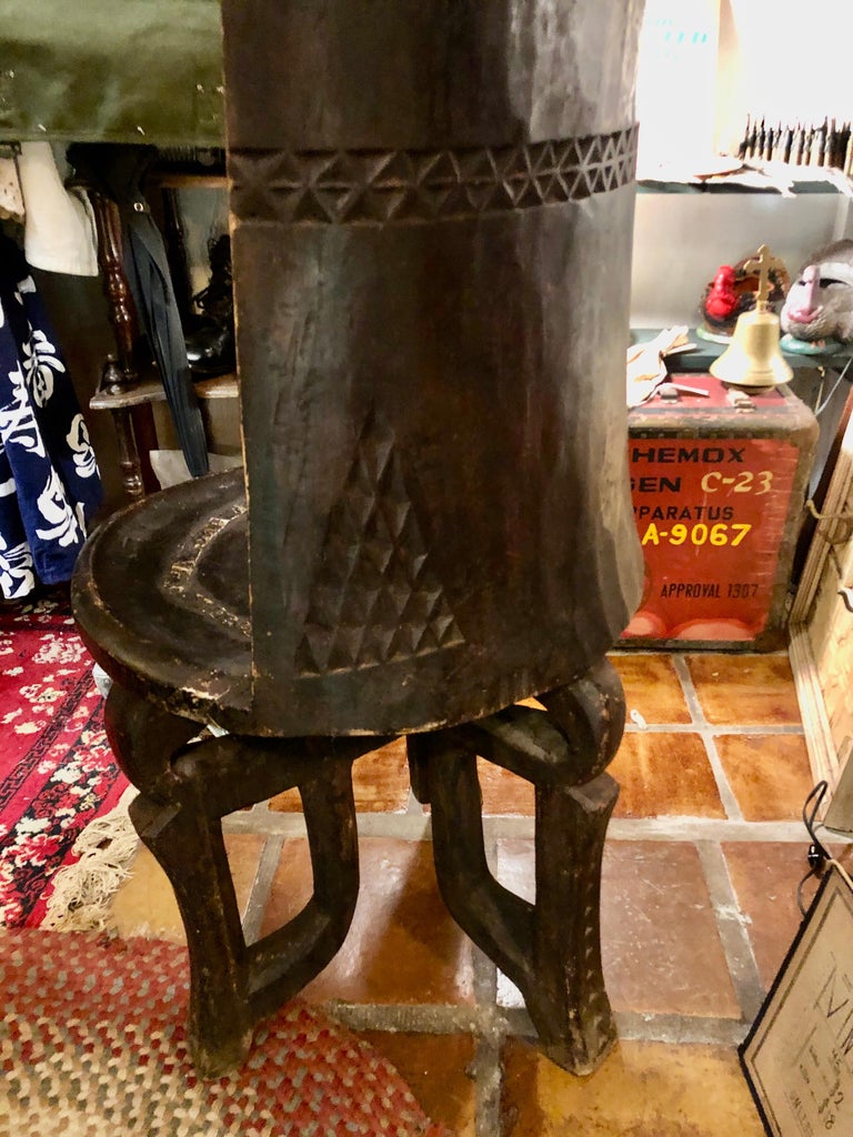 Vintage African Carved Wood Tanzanian Ceremonial Chief's Throne Chair ...