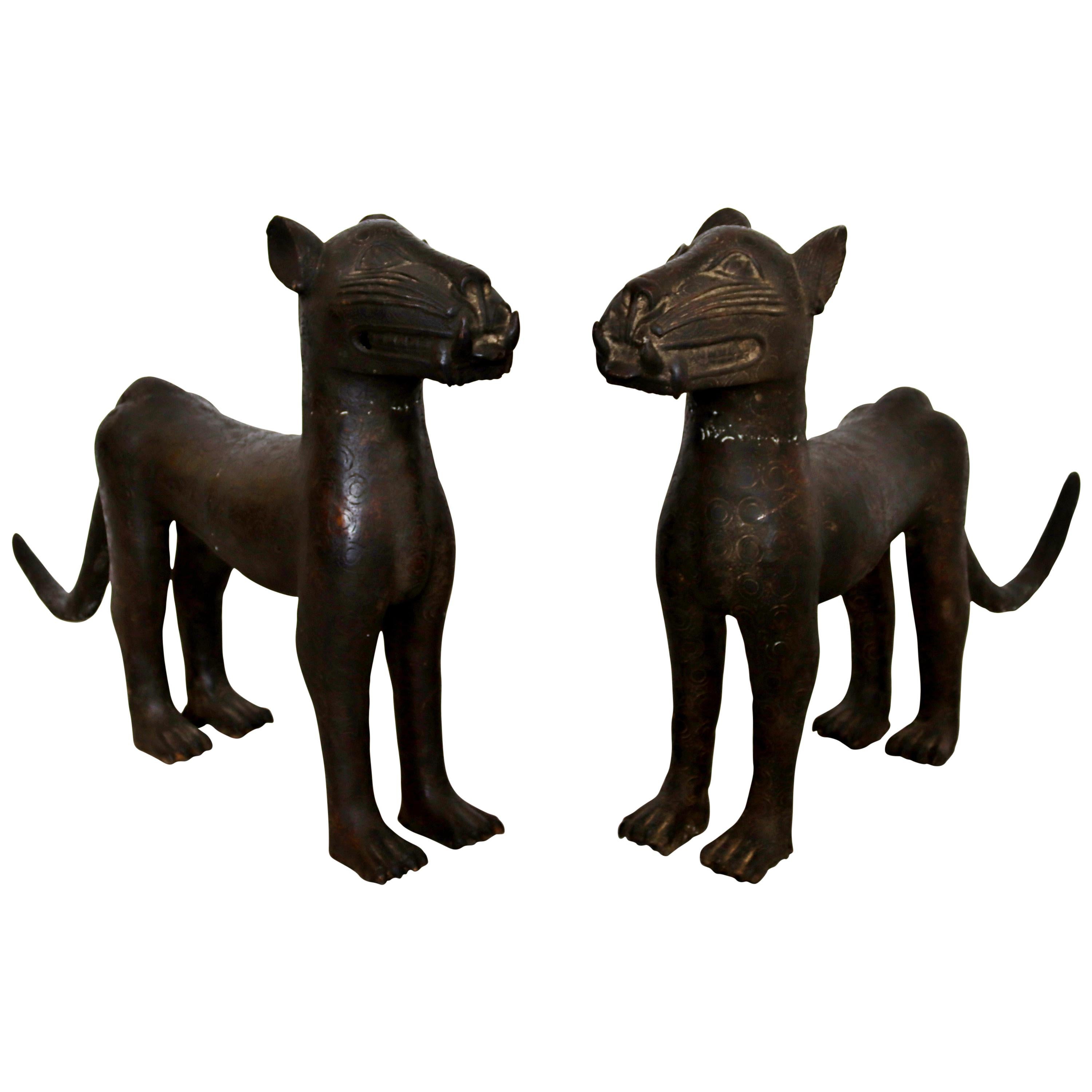 Bronze Leopard Sculpture by the Benin Tribe at 1stDibs