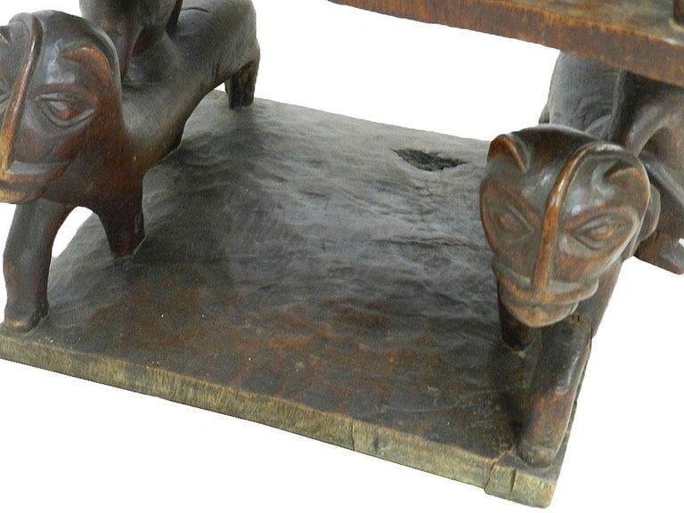 Vintage African Table Carved Wood with Animals, Early 20th Century at ...
