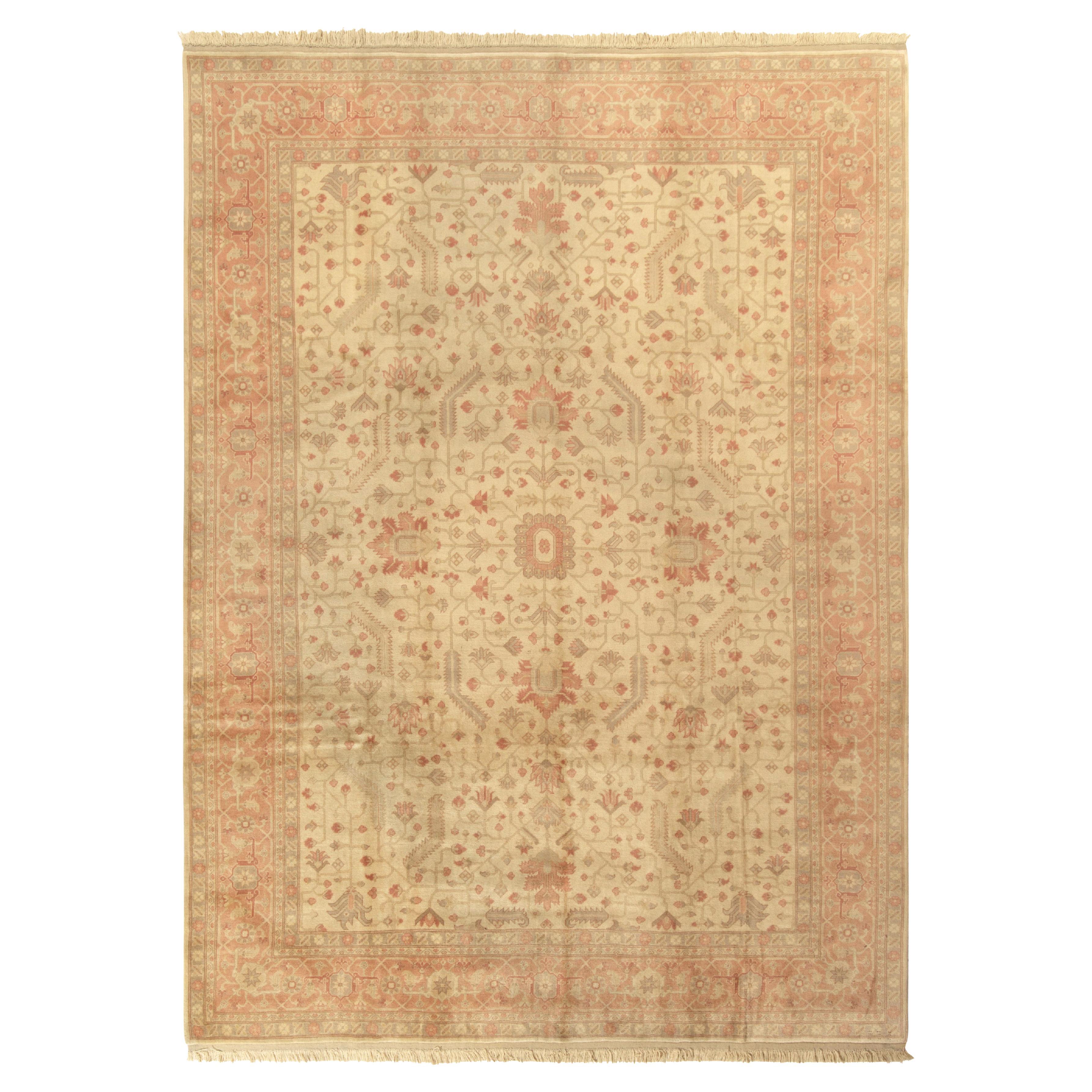 Beige Floral Pattern Area Rug For Sale at 1stDibs