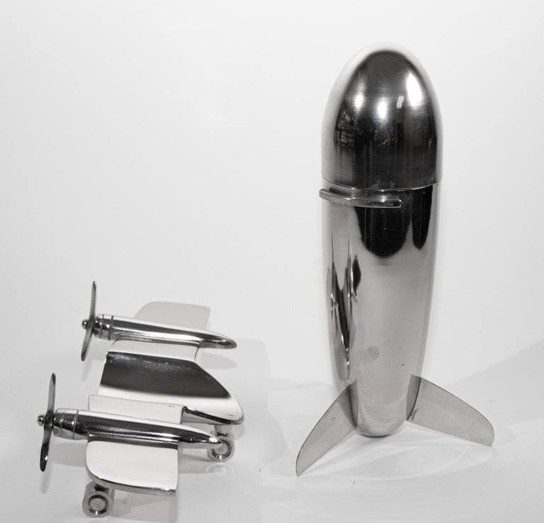 Vintage Airplane Form Cocktail Metal Shaker at 1stDibs