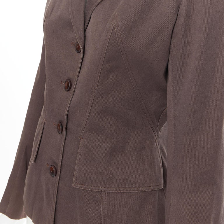 vintage ALAIA grey cotton angular dart bodycon fitted blazer jacket ...