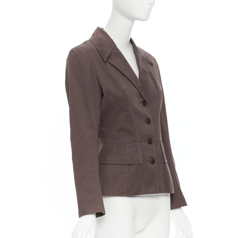 Vintage Alaia Grey Cotton Angular Dart Bodycon Fitted Blazer Jacket Fr38 S For Sale At 1stdibs 