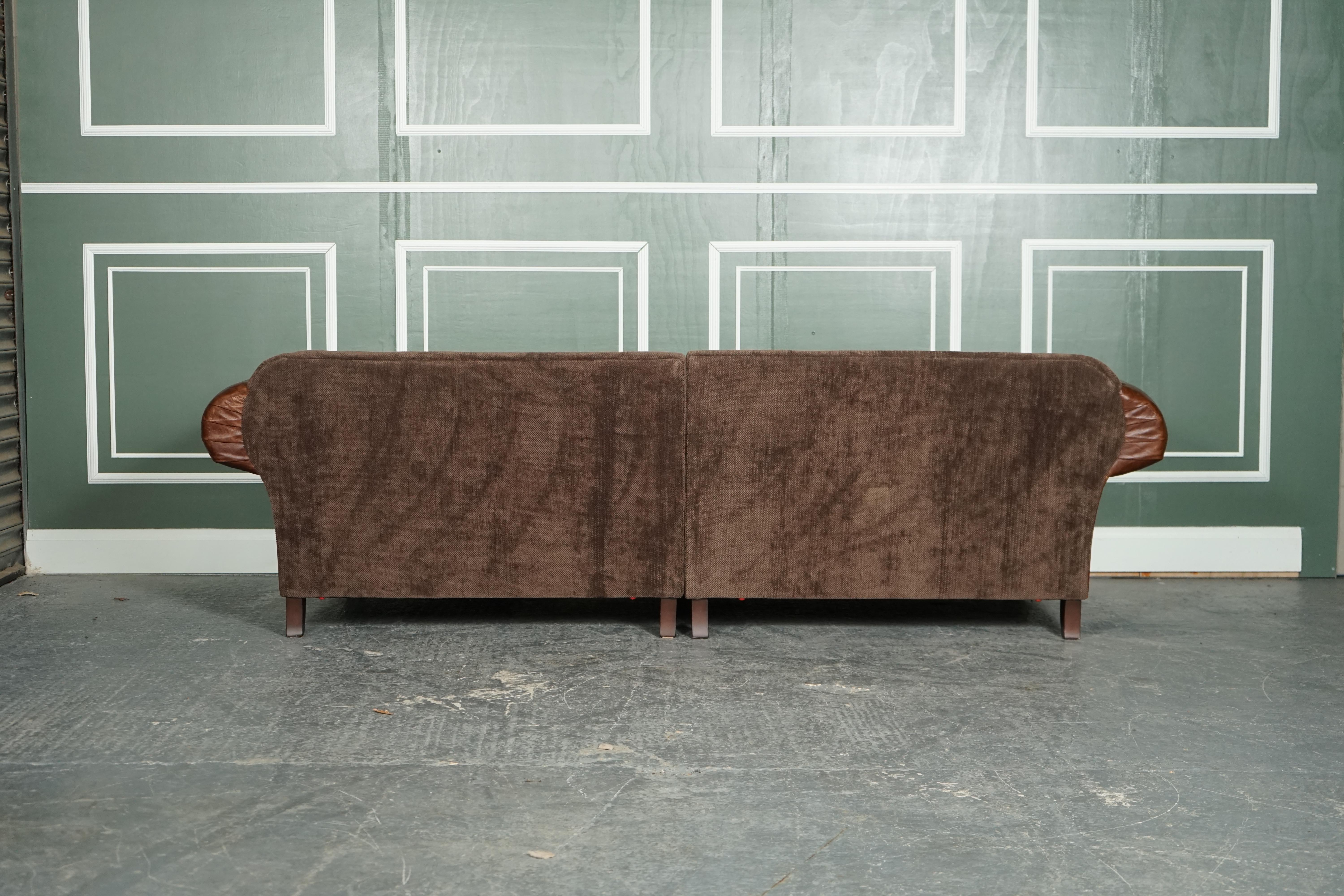 Vintage Alexander and James Hudson 4 Seater Leather and Fabric Sofa Rrp ...