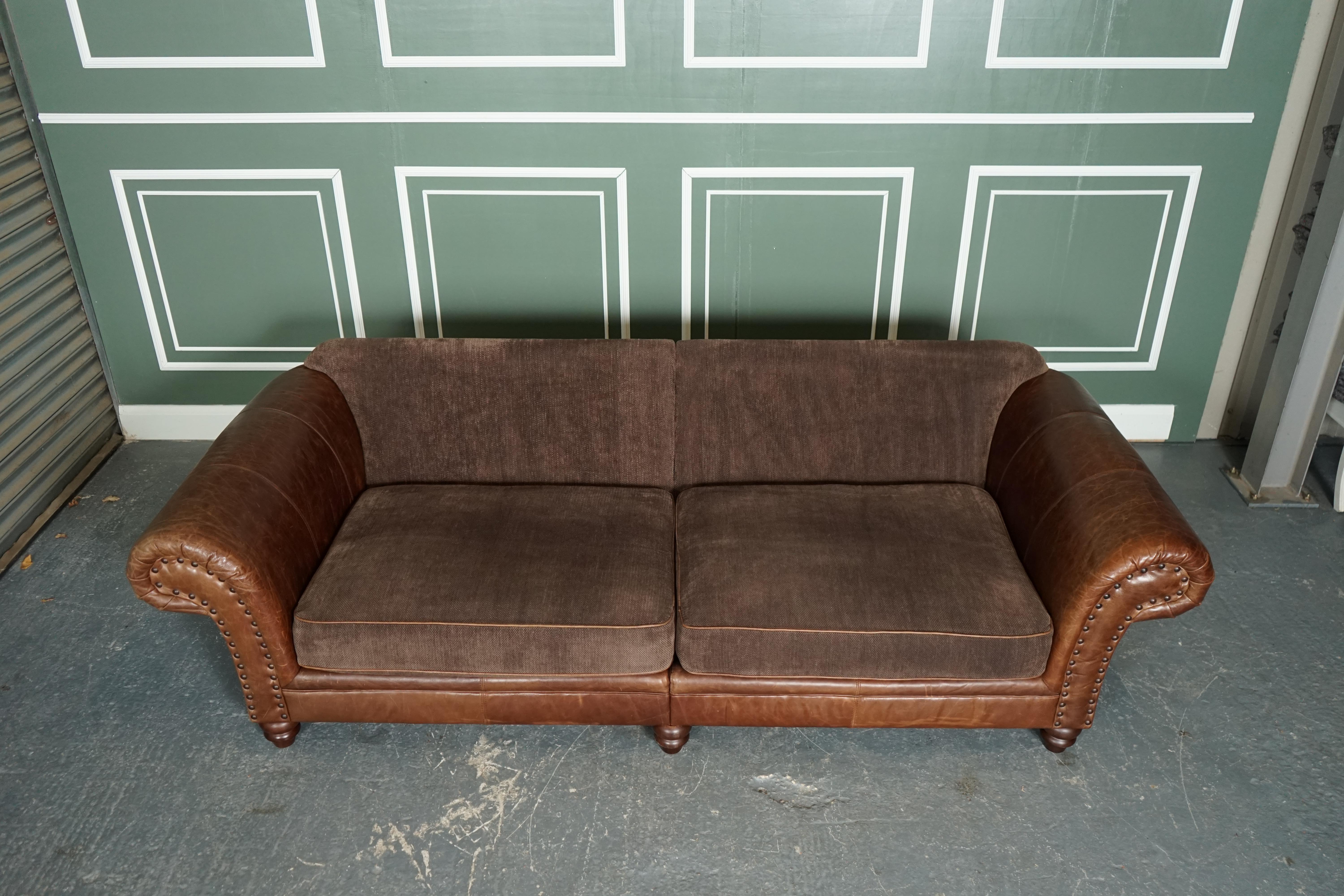 Vintage Alexander and James Hudson 4 Seater Leather and Fabric Sofa Rrp ...