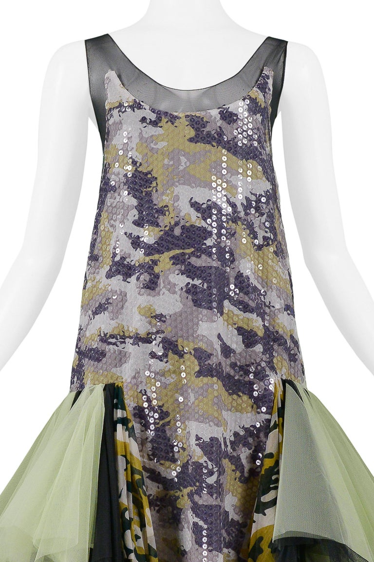 Vintage Alexander McQueen Green Camo Sequin Embellished Gown AW 2001 at ...