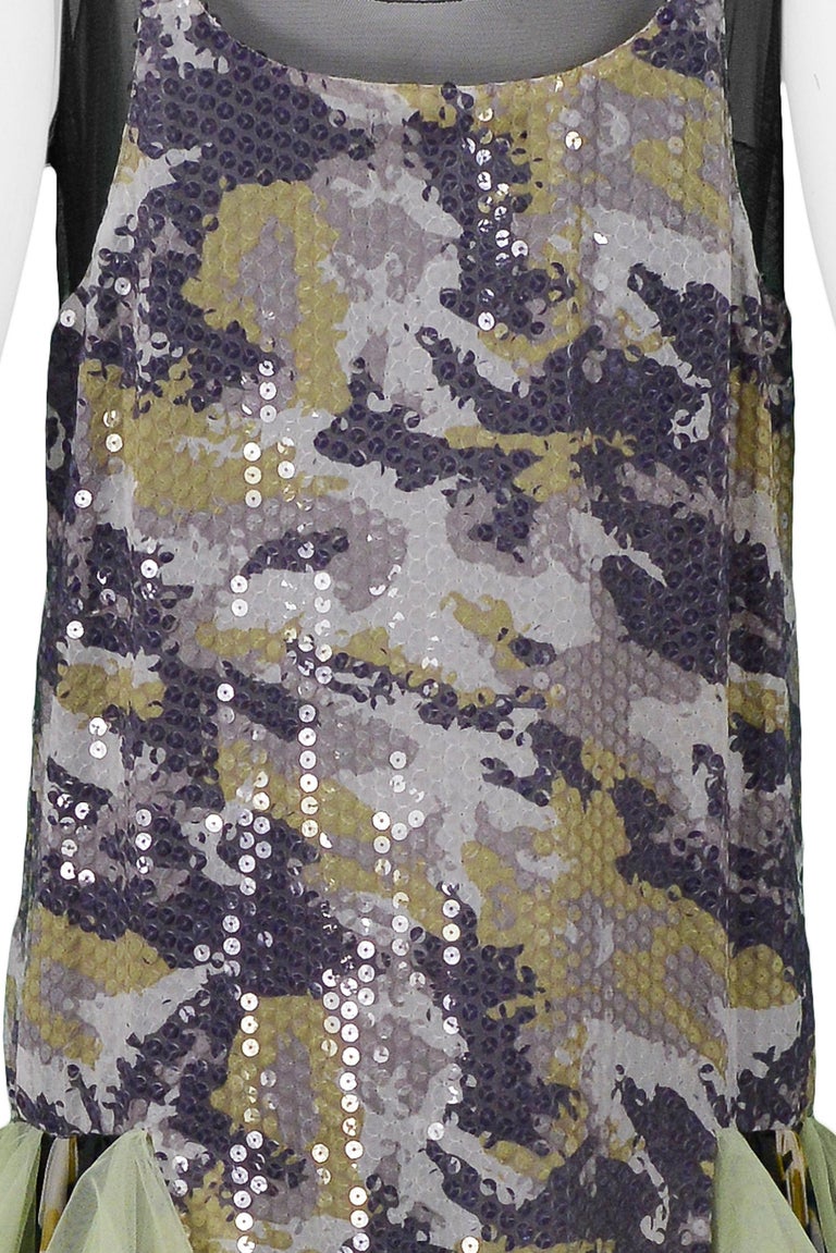Vintage Alexander McQueen Green Camo Sequin Embellished Gown AW 2001 at ...