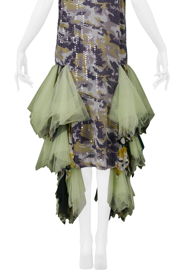 Vintage Alexander McQueen Green Camo Sequin Embellished Gown AW 2001 at ...