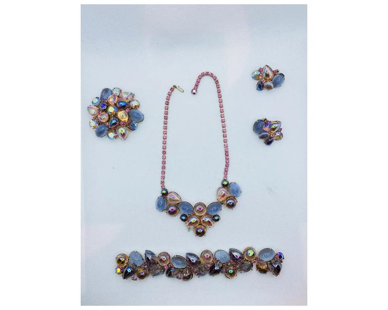 Vintage Alice Caviness Necklace Bracelet Earring Brooch Set For Sale at ...