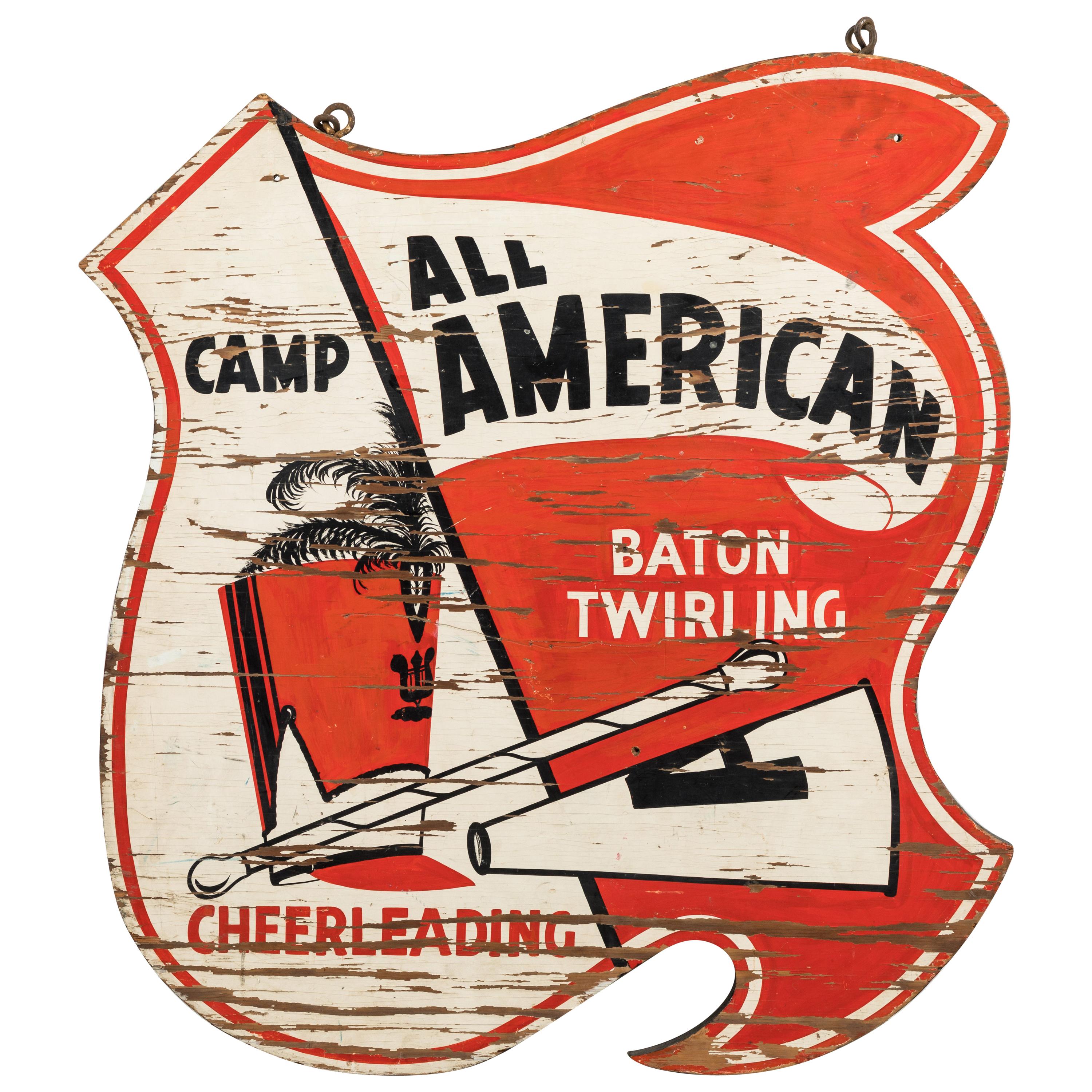 Vintage All American Cheerleading and Baton Twirling Trade Sign at 1stDibs