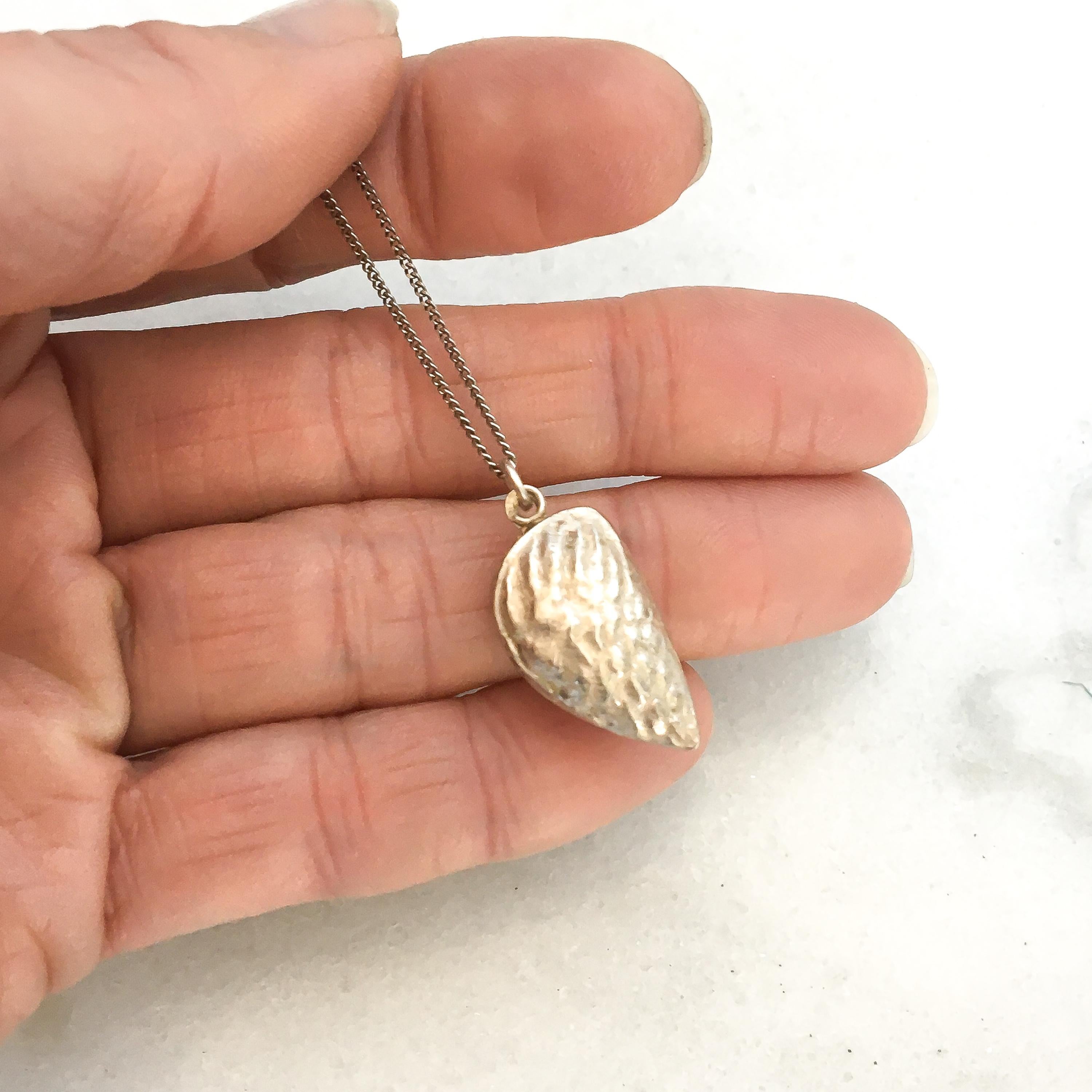 Vintage Almond Nut Silver Charm Pendant For Sale at 1stDibs | almond ...