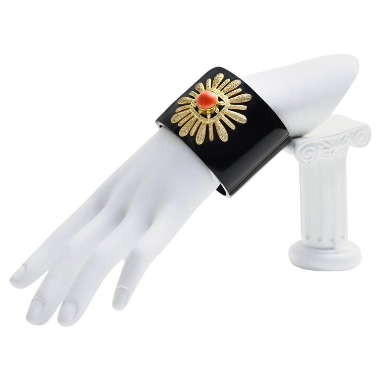 Vintage Resin Wide Diamante Faux Coral Cuff, Circa 1990s For Sale at ...