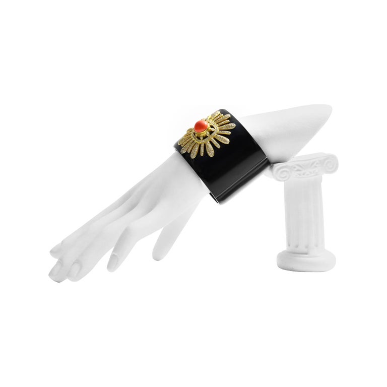 Vintage Resin Wide Diamante Faux Coral Cuff, Circa 1990s For Sale at ...