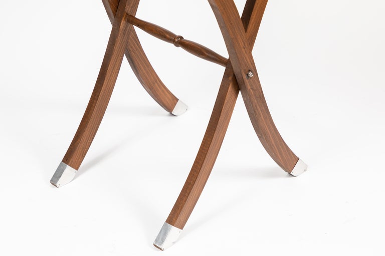 Vintage Aluminum Butler's Tray on Teak Wood Folding Base at 1stDibs