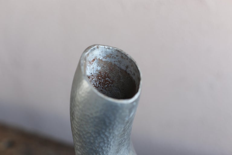 Vintage Aluminum Casting Flower Base with Textured For Sale at 1stDibs