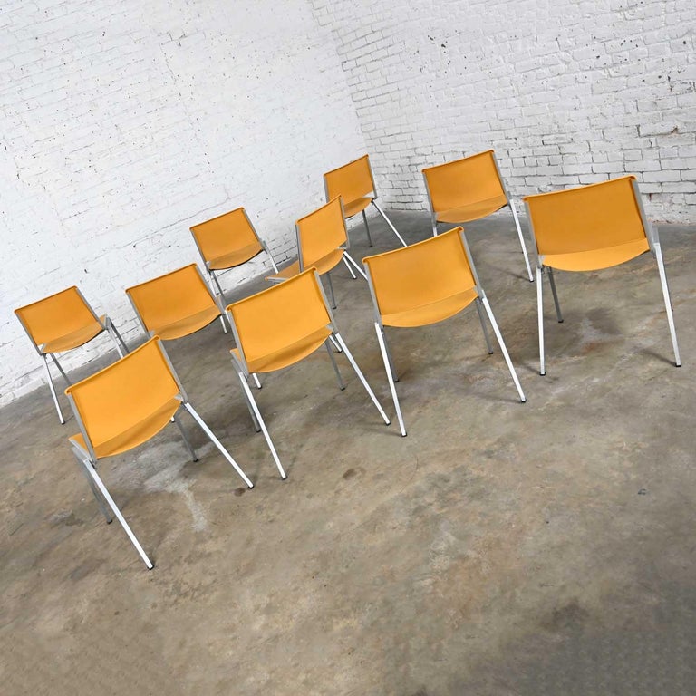 Vintage Aluminum Steelcase Stacking Chairs Model 1278 Yellow Gold ...
