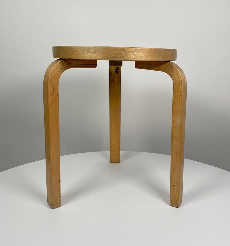 Vintage Alvar Aalto Model 60 L-Leg Stool For Sale at 1stDibs