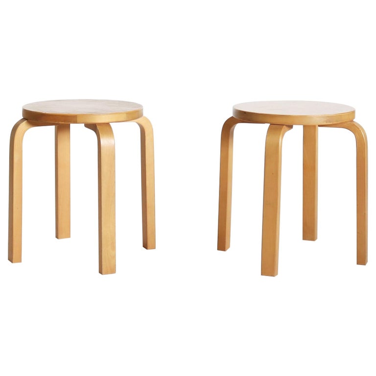 Vintage Alvar Aalto Stools Model E60 in Laminated Birch by Artek ...