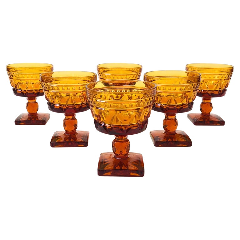 Vintage Amber Indiana Glass Coupe Glasses - Set of 6 For Sale at 1stDibs