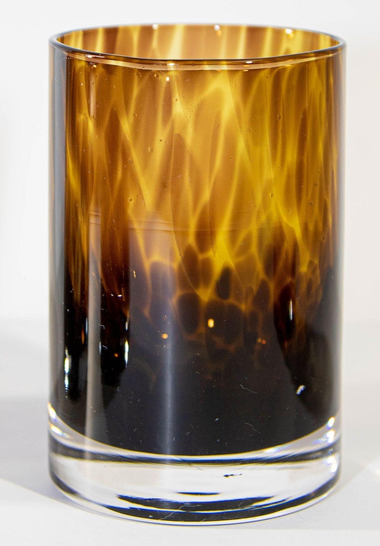 Vintage Amber Tortoise Shell Drinking Glasses Set of Four For Sale at ...