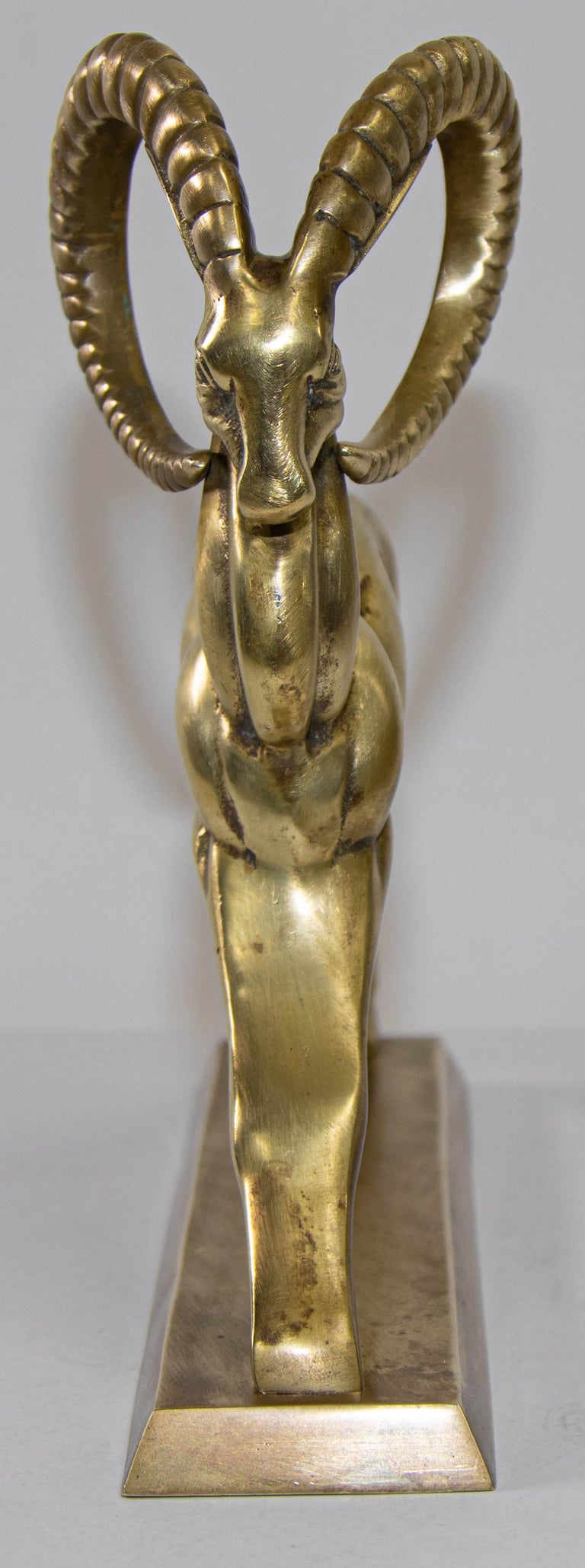 Vintage French Art Deco Style Sculpture of Brass Ibex Antelope For Sale ...