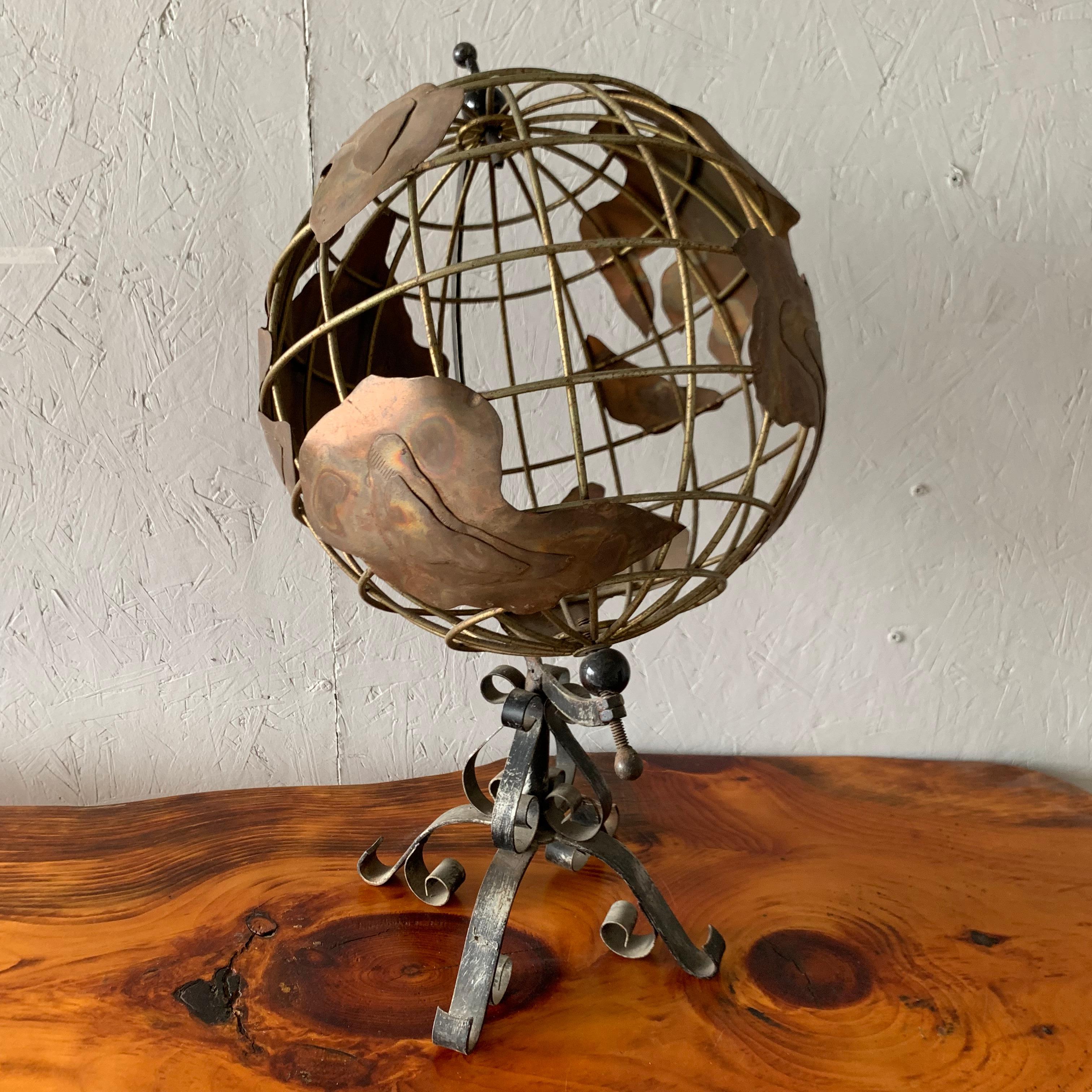 Vintage American Brass and Iron Table Globe at 1stDibs | iron globe