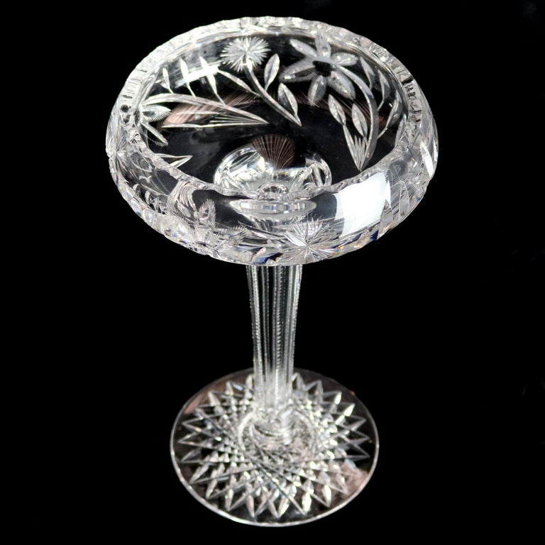 Vintage American Brilliant Cut Glass Tall Floral Compote, circa 1940 ...