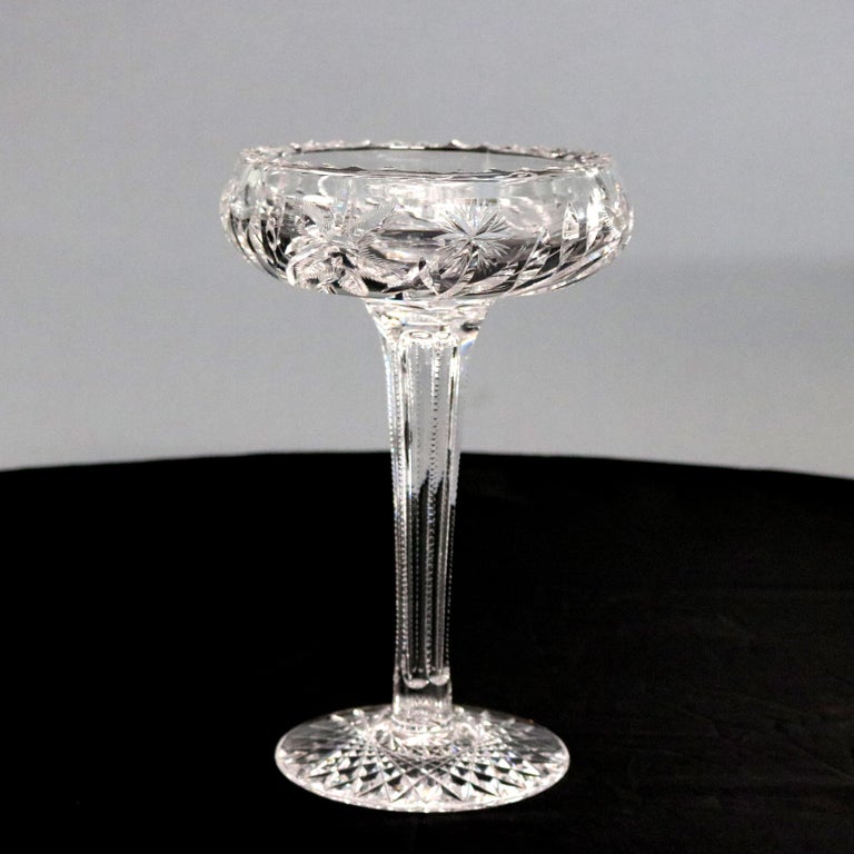 Vintage American Brilliant Cut Glass Tall Floral Compote, circa 1940 ...
