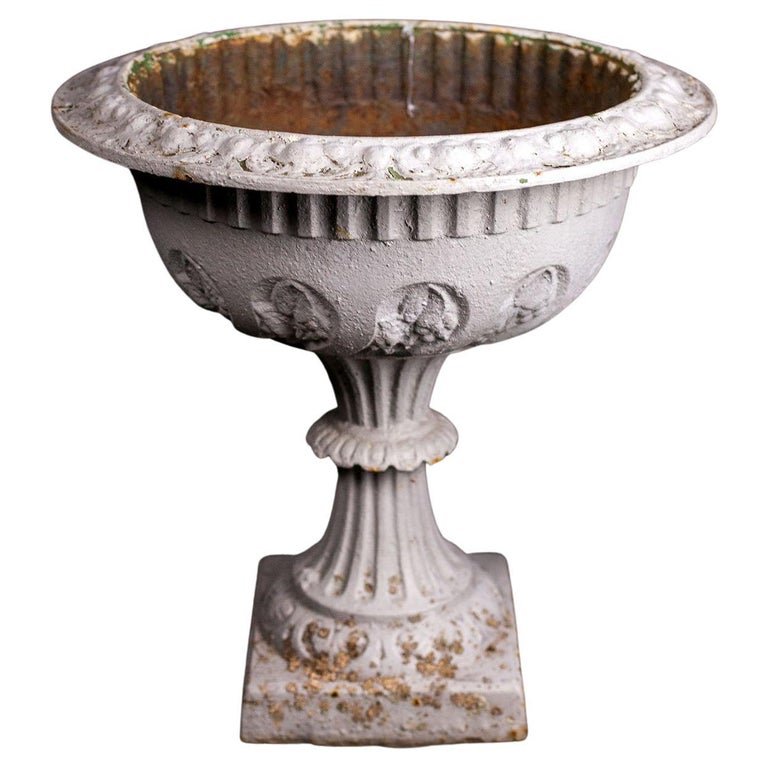 Vintage American Cast Iron Garden Urn For Sale at 1stDibs