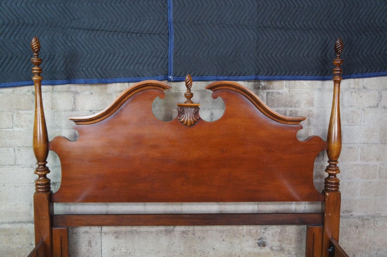 Vintage American Drew Solid Cherry Low Poster Open Pediment Queen Full ...