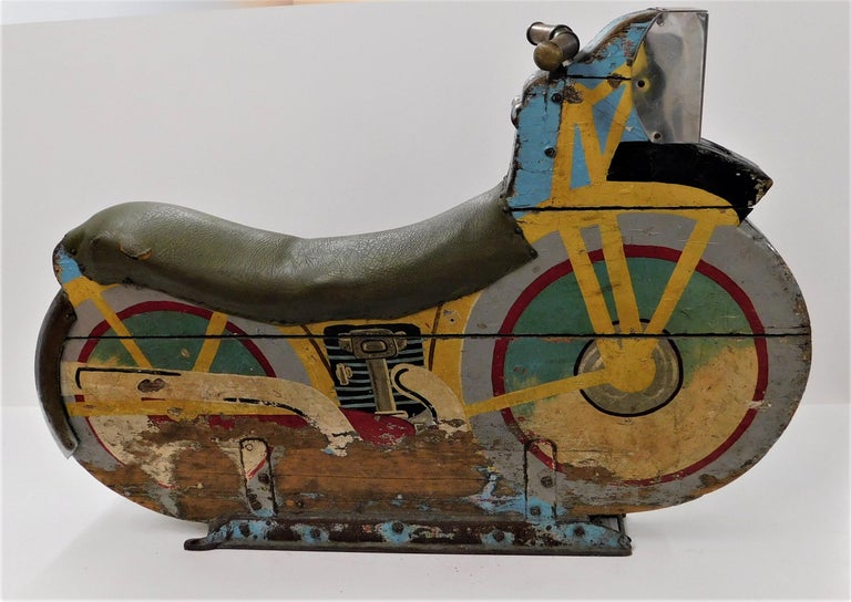 Vintage American Folk Art Carnival Carousel Motorcycle Ride For Sale at ...