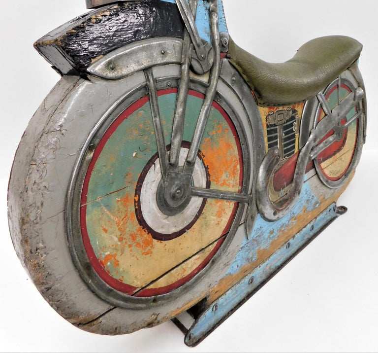 Vintage American Folk Art Carnival Carousel Motorcycle Ride For Sale at ...