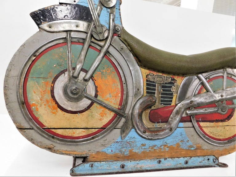 Vintage American Folk Art Carnival Carousel Motorcycle Ride For Sale at ...